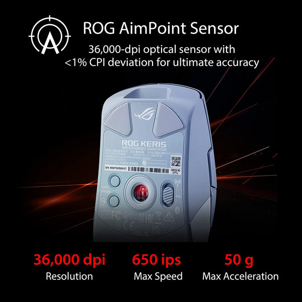 ASUS ROG P709 Keris Wireless Aimpoint Gaming Mouse [White] - GameXtremePH