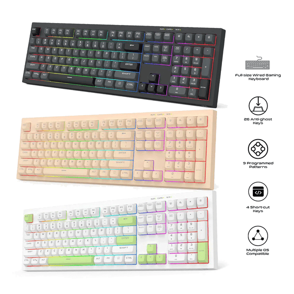 Redragon (K518-RGB-C) CRUX 108 Key Wired RGB Membrane Gaming Keyboard ...