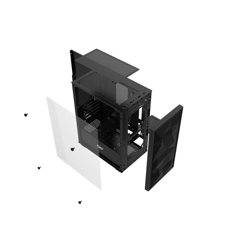 DarkFlash M305 Mesh Tempered Glass M-ATX/ITX PC Case (Black)