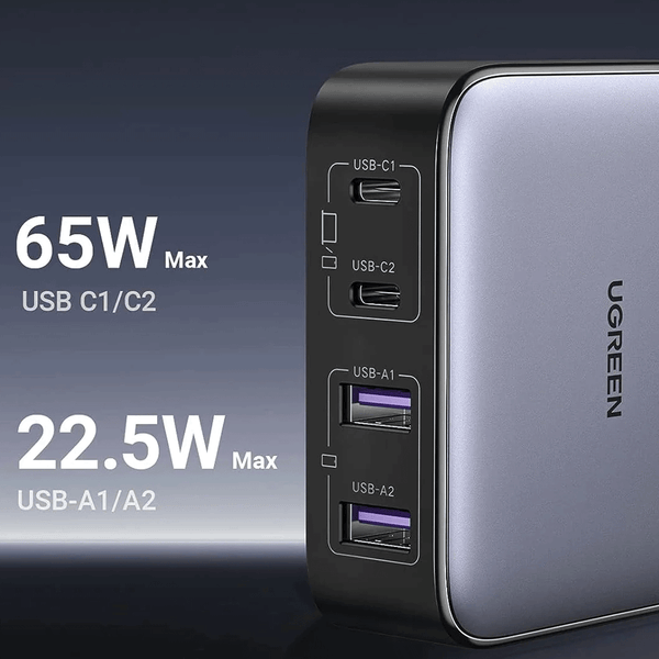 UGreen Nexode 65w USB-C GAN Fast Desktop Charger (Black) [CD327/90735] - GameXtremePH