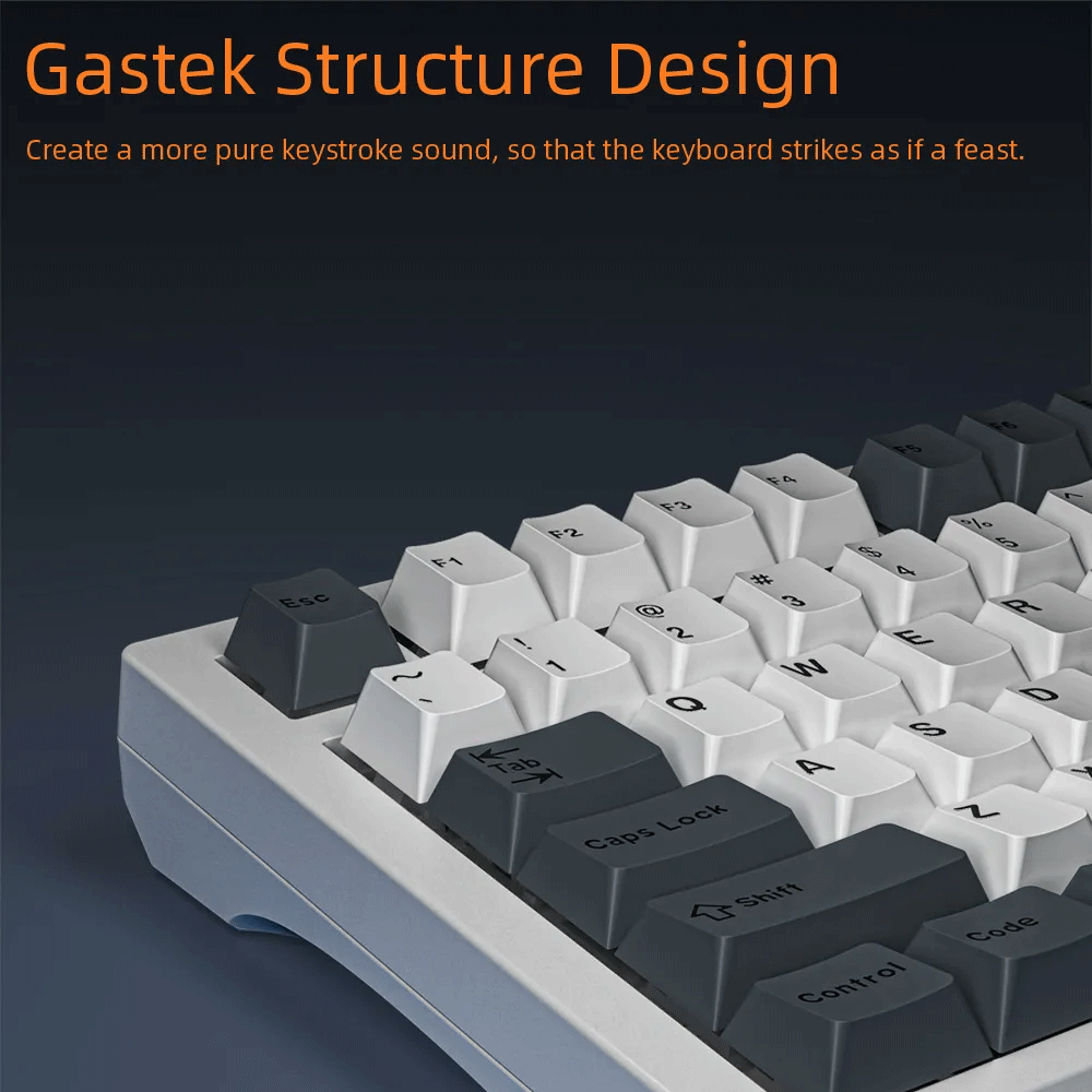 Darmoshark K8 Mechanical Keyboard [White Base/White and Gray Keycaps ...