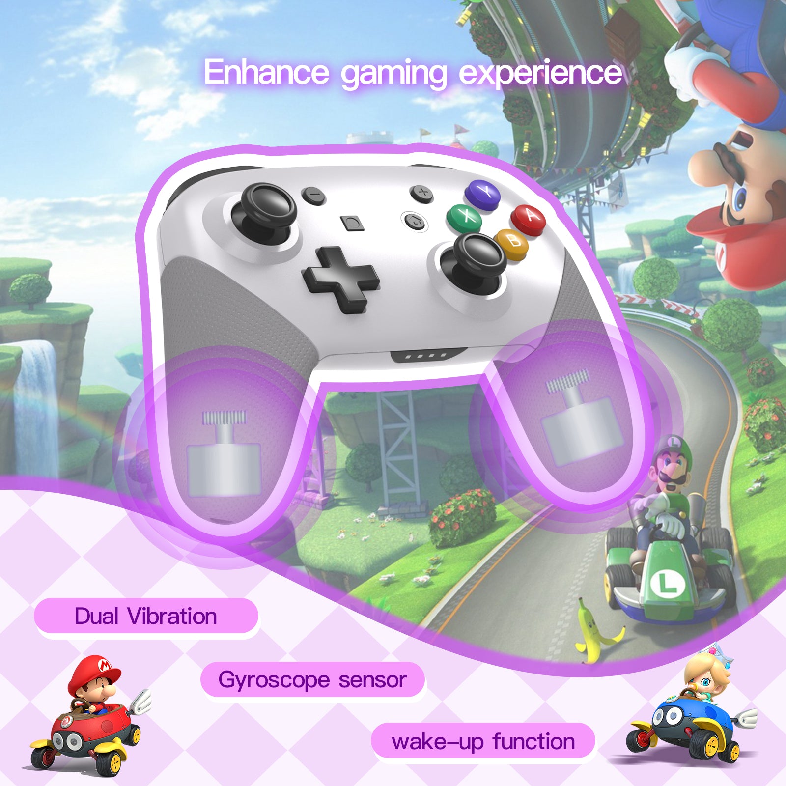 JYS Wireless Mini Pro Controller Retro Gray Ed. for NS/Steam Deck/ROG ...