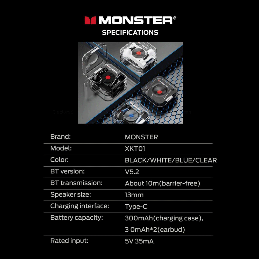 MONSTER Airmars XKT01 True Wireless Earphones (Dark Black) - GameXtremePH