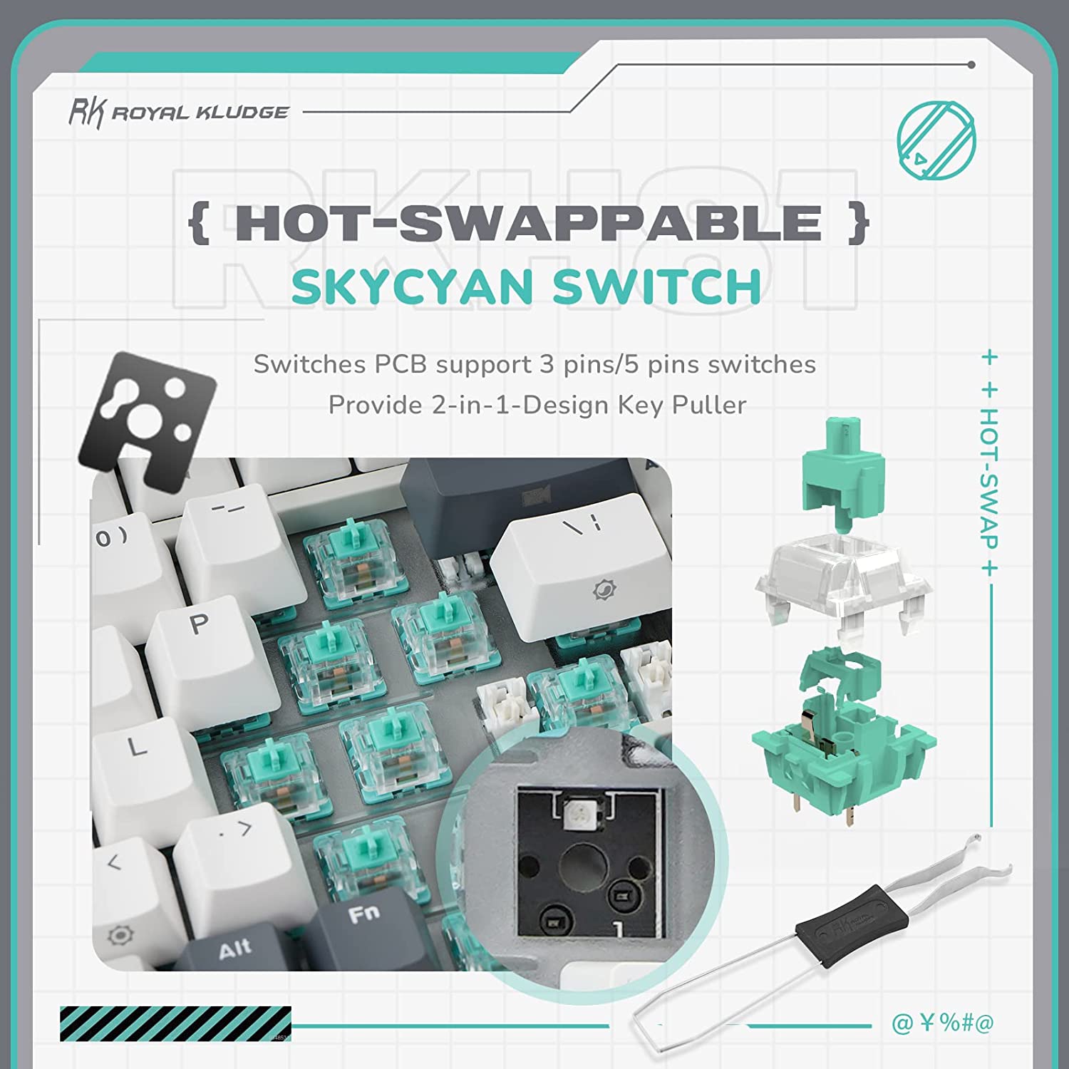 Royal Kludge RKH81 Tri-Mode RGB 81 Keys Hot Swappable Mechanical Keybo ...