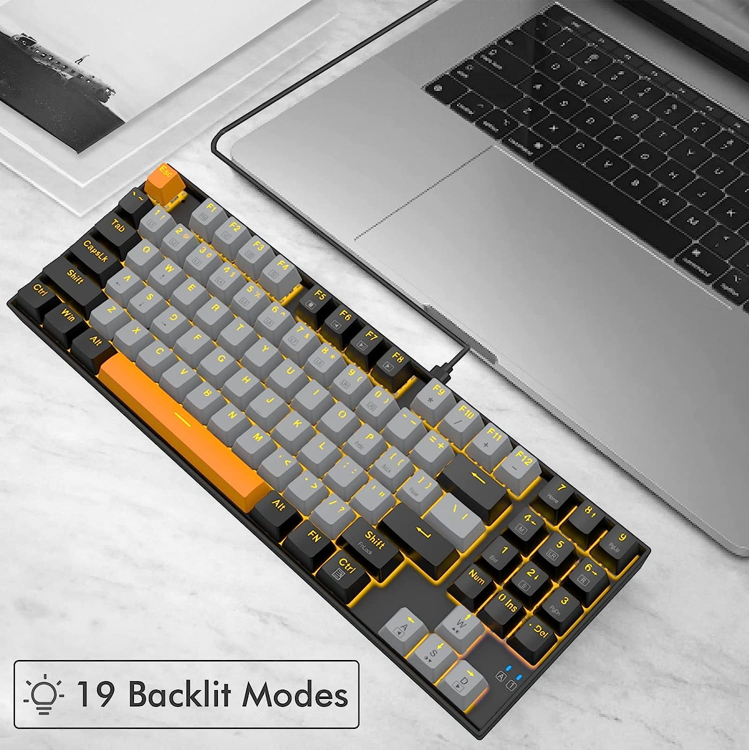 E-YOSOO Z-13 89 Keys Single Light Mechanical Gaming Keyboard [Grey/Bla ...