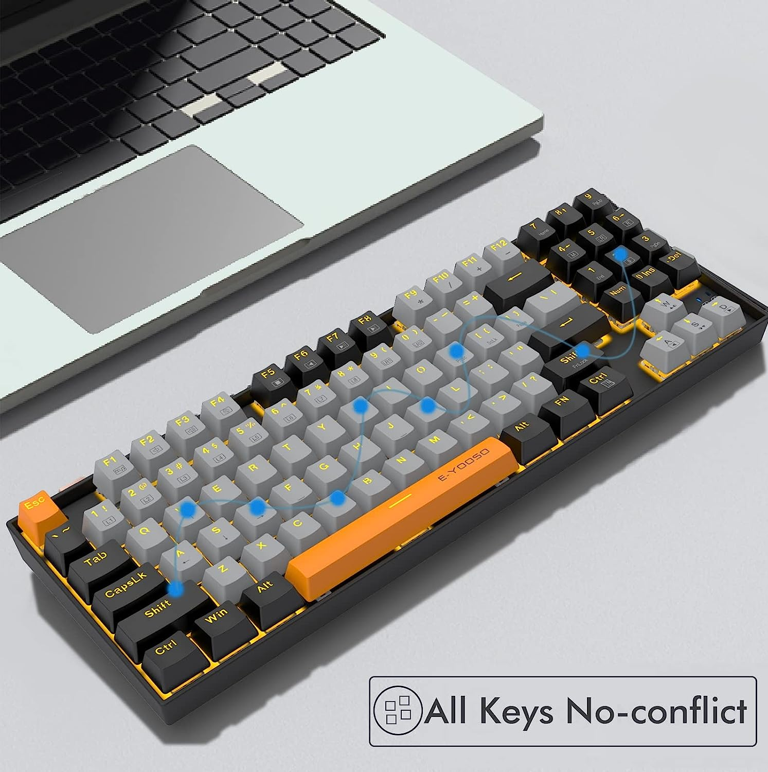 E-YOSOO Z-13 89 Keys Single Light Mechanical Gaming Keyboard [Grey/Bla ...