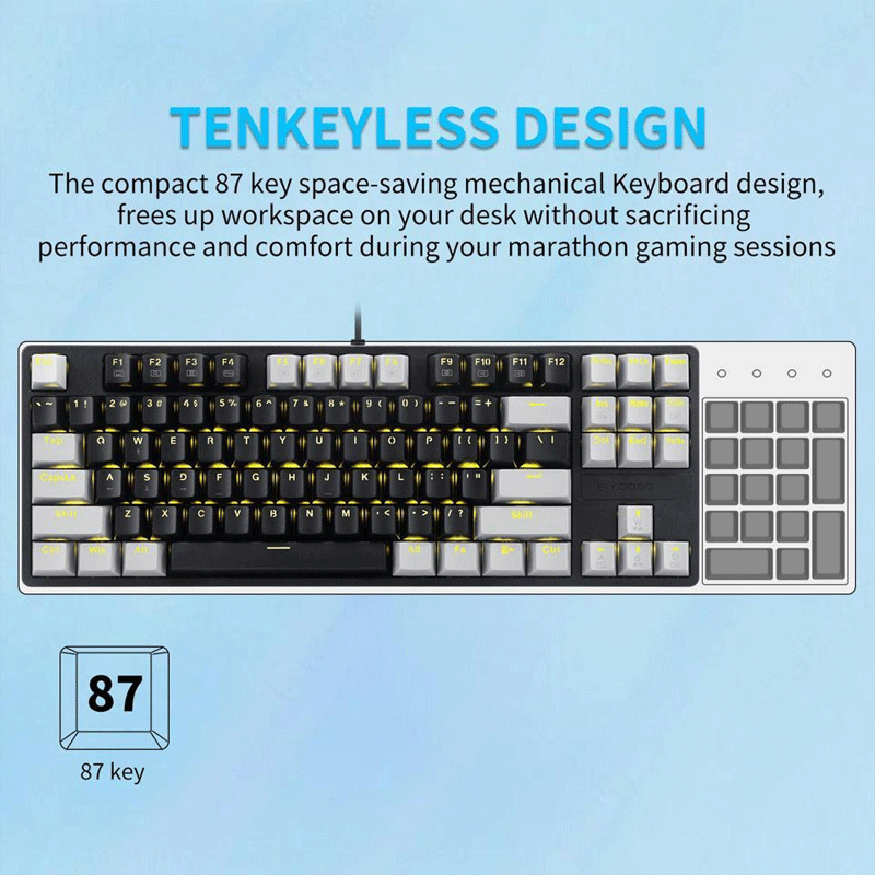 E-Yooso Z-87 87 Keys Single Light Mechanical Gaming Keyboard [Black/Gr ...