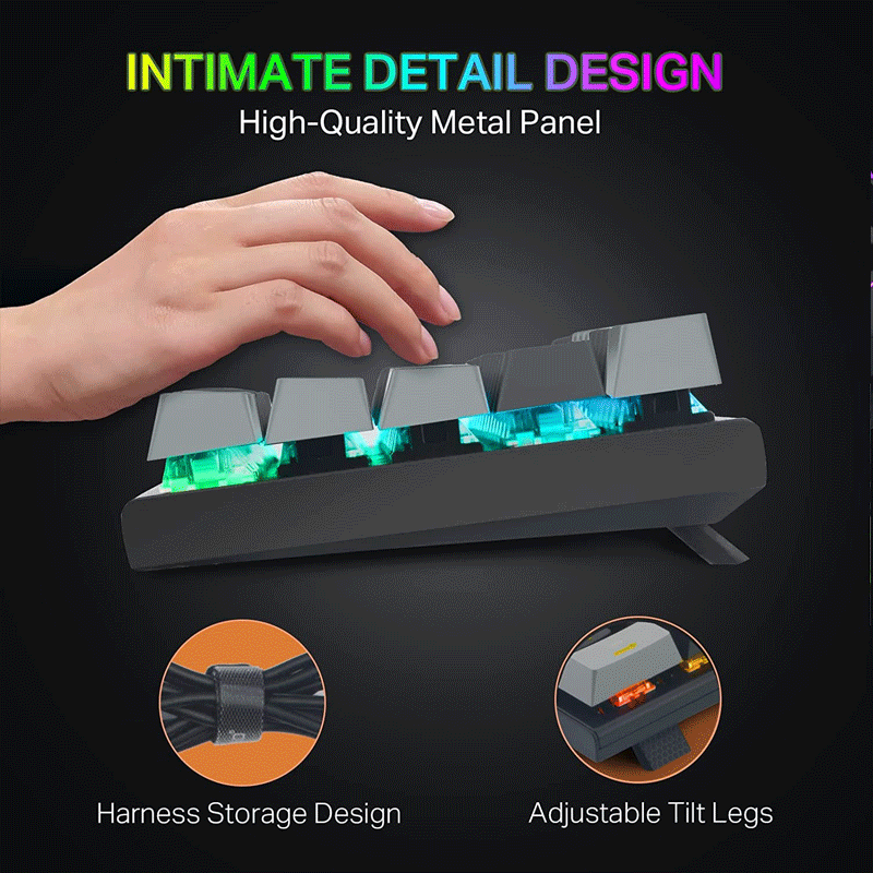 E-Yooso Z-11 63 Keys RGB Four Mode Backlit Mechanical Gaming Keyboard ...