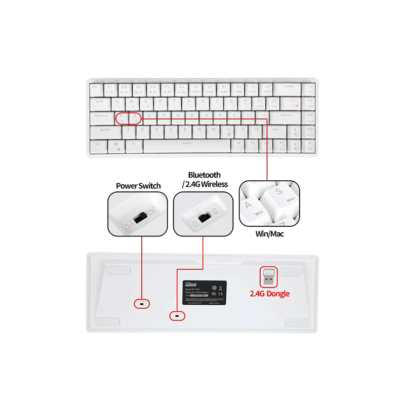 Royal Kludge RKG68 Tri Mode RGB 68 Keys Hot Swappable Mechanical Keybo ...